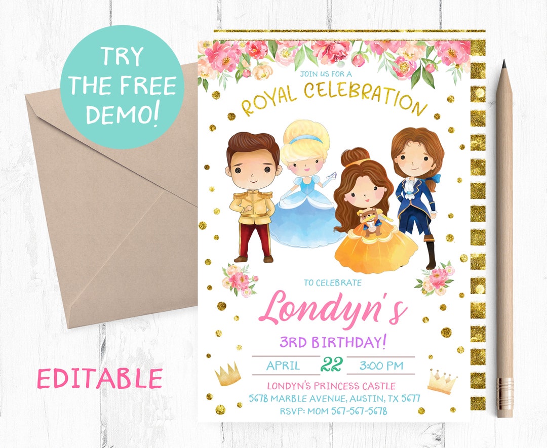 Princesses Princes Invitation, Princess Prince Invitation Template ...