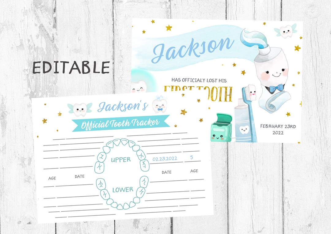EDITABLE Tooth Tracker Record , Tooth Fairy Tracker, First Lost Tooth ...