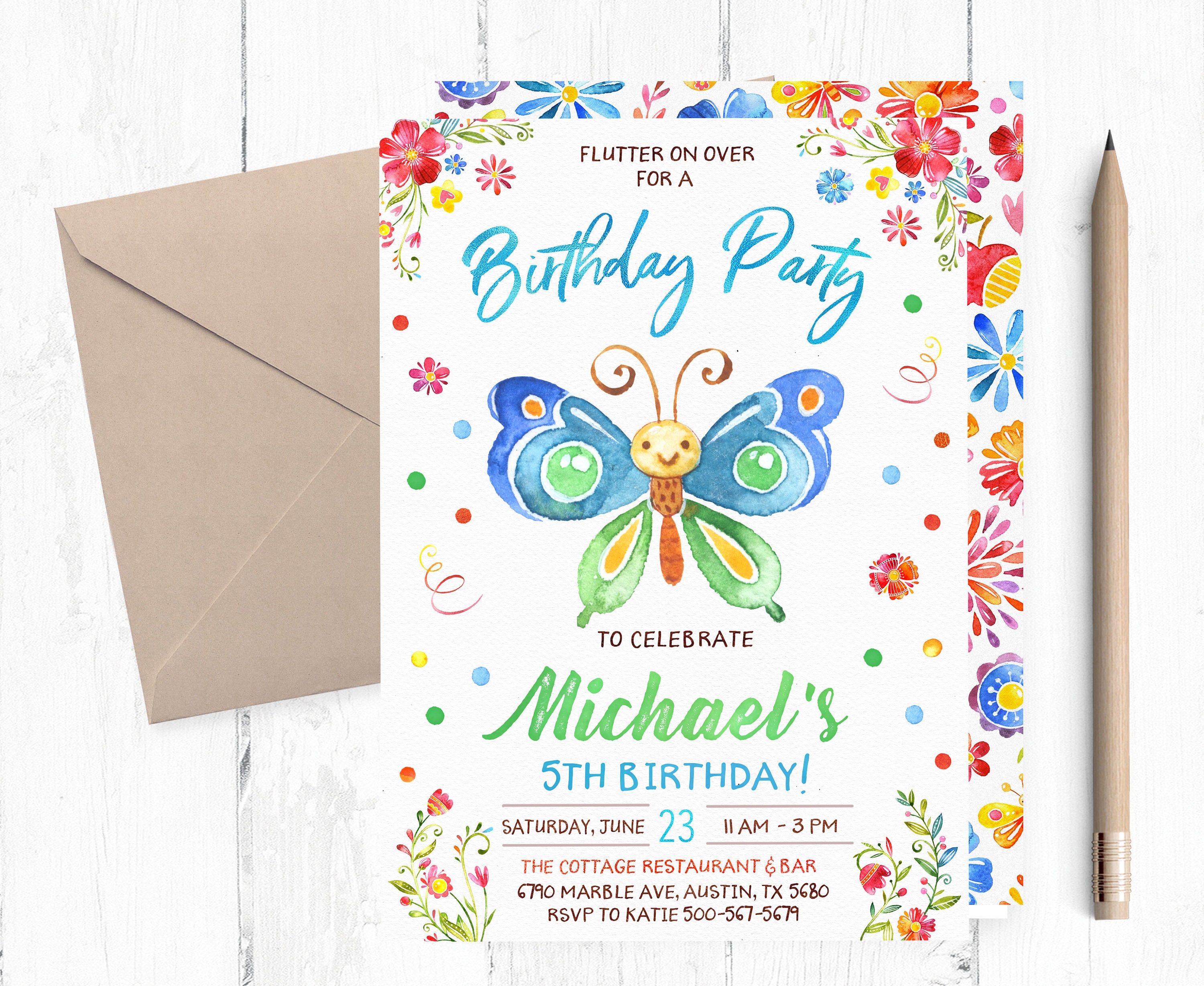 Butterfly Birthday Party Invitations Butterfly Invitation - Etsy