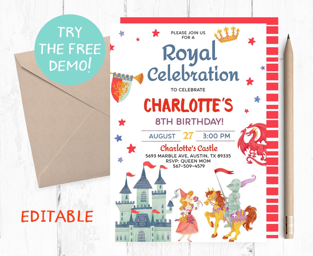 Medieval Invitation, Royal Birthday Party, Knightly Party, Royal ...