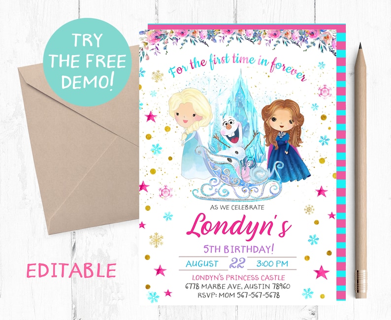 Frozen Birthday Invitation Printable Frozen Anna Invitations | Etsy