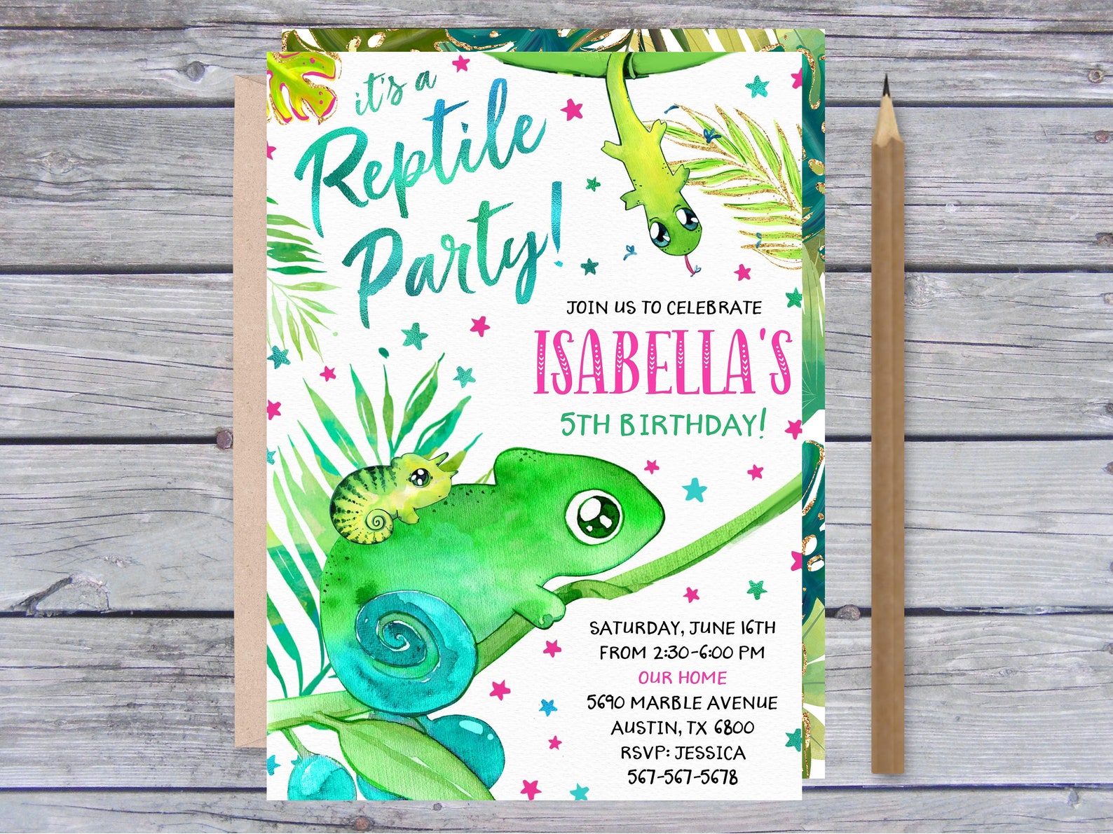 Editable Creature Party Invitation Lizard Party Invitation | Etsy