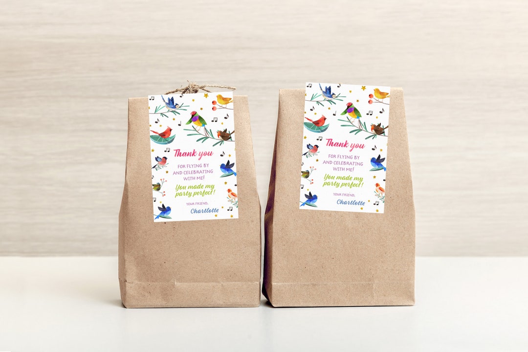 Editable Birds Tags, Editable Bird Favors, Birds Thank You Cards, Birds ...