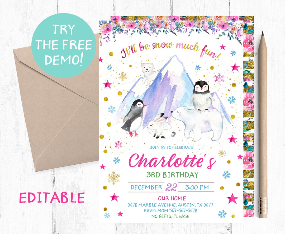 Winter Wonderland Invitation, Winter Wonderland Invitations, Arctic ...