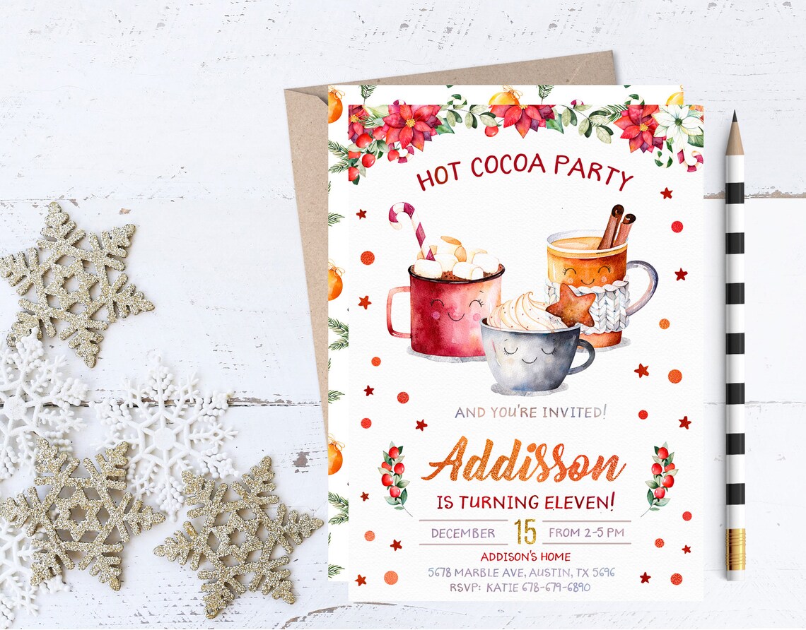 Hot Cocoa Party Invitations Hot Cocoa Party Invitation Hot | Etsy