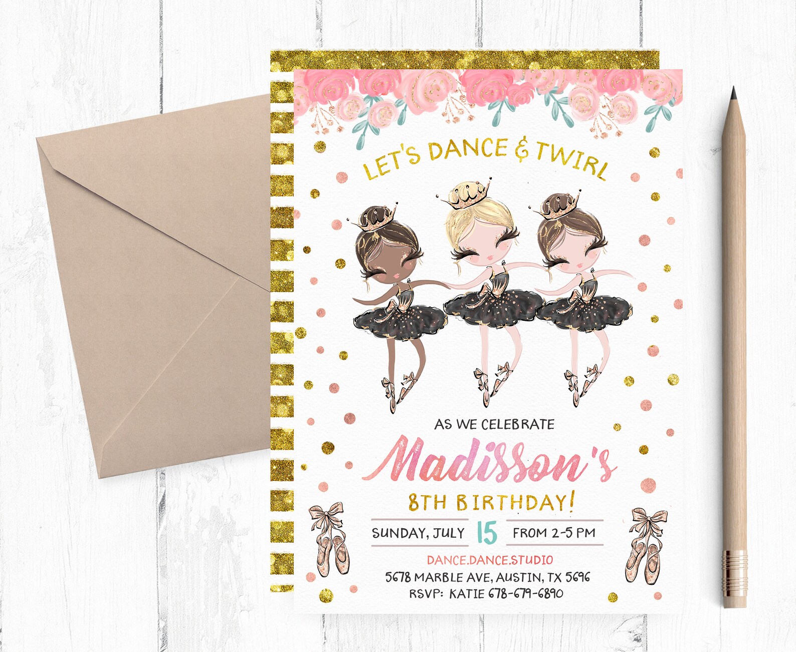 Ballet Birthday Party Invitation Ballerina Birthday | Etsy