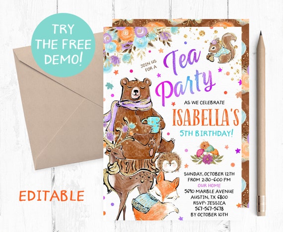Editable Fall Tea Party Invitation Fall Tea Party Template | Etsy