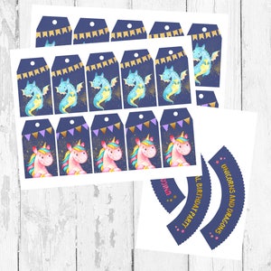 Unicorns and Dragons Birthday Party Decorations, Magical Birthday Party ...
