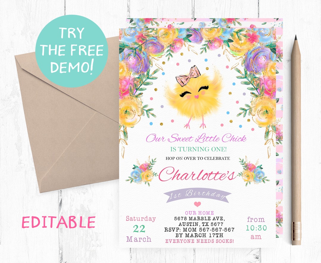 Editable Little Chic Invitation Little Chick Birthday - Etsy UK