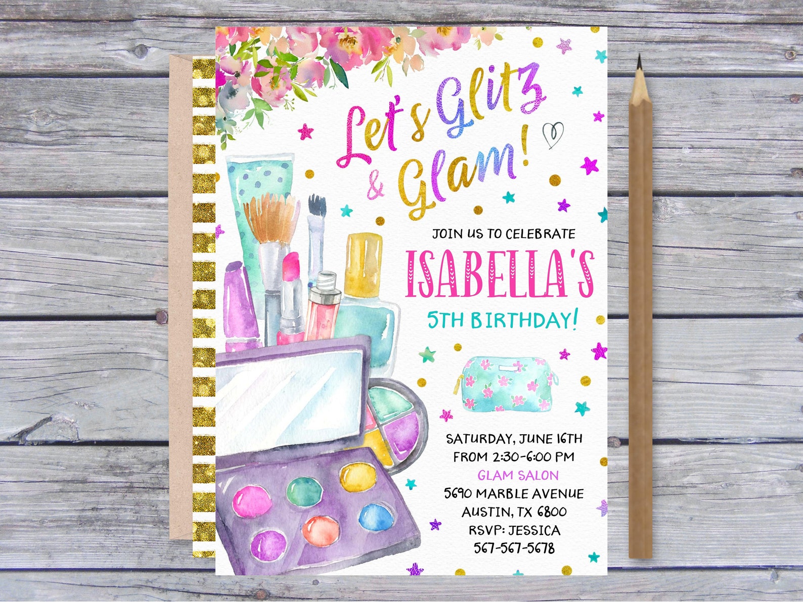 Editable Makeover Invitation, Glamour Editable Template, Makeup ...