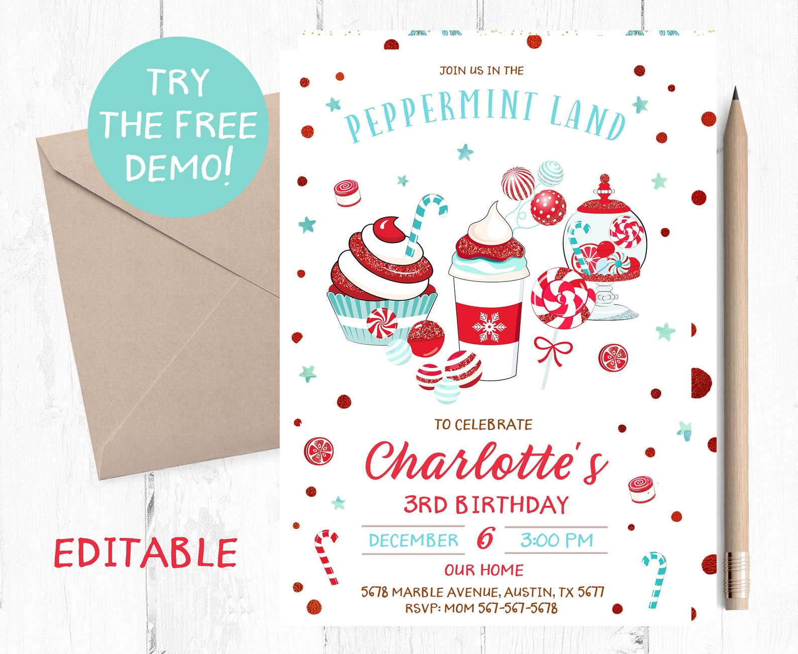Winter Candyland Invitation Holiday Candyland Invitations - Etsy