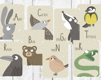 Animal Alphabet Flash Cards / ABC Animal Flash Cards Nursery - Etsy
