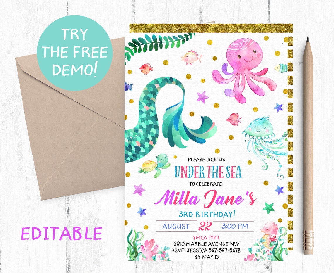 Editable Under the Sea Template Under the Sea Invitation | Etsy