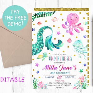 Editable Under the Sea Template, Under the Sea Invitation Template ...