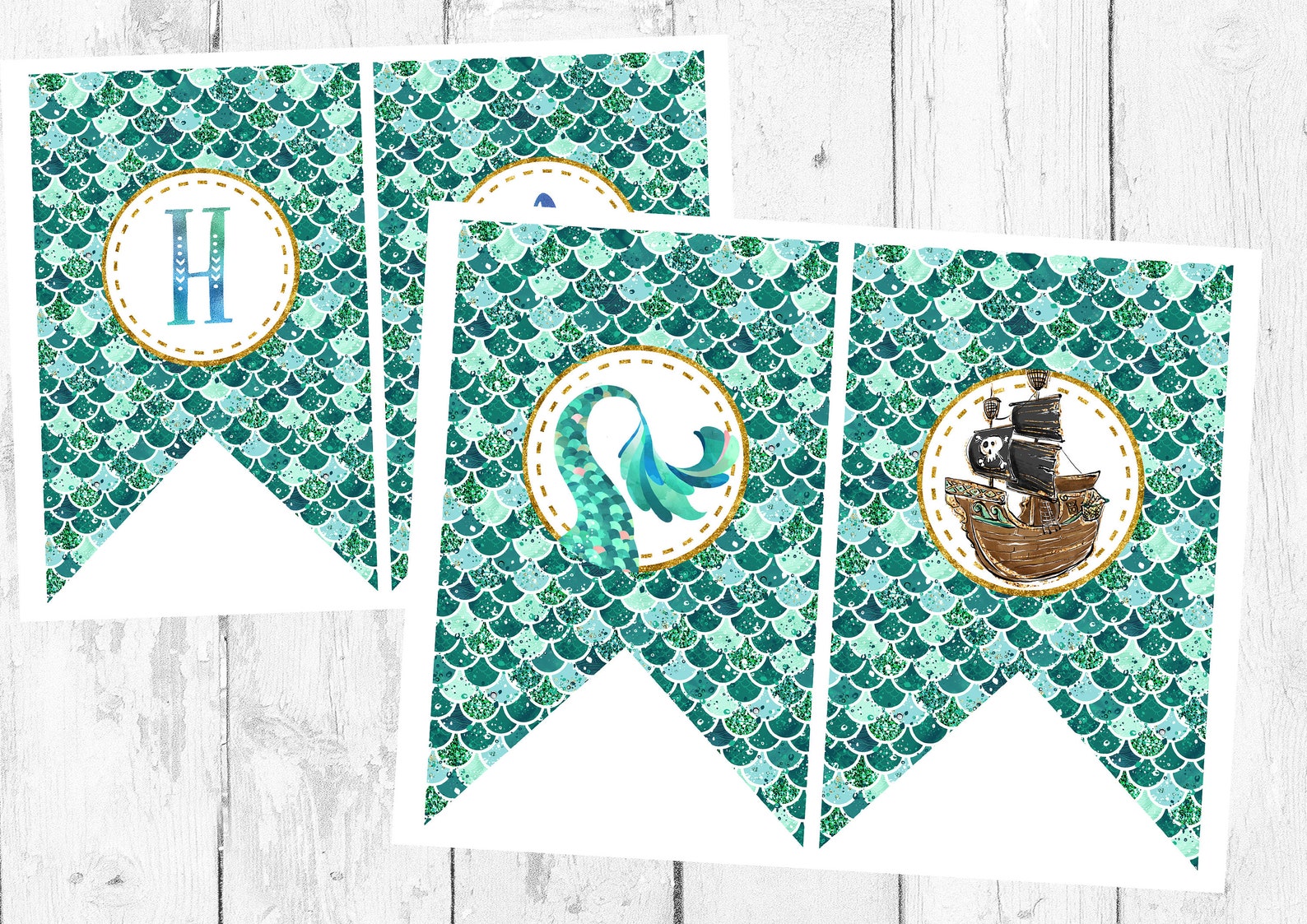 Mermaid Pirate Bunting Flag Mermaid Pirate Mermaid Pirate - Etsy