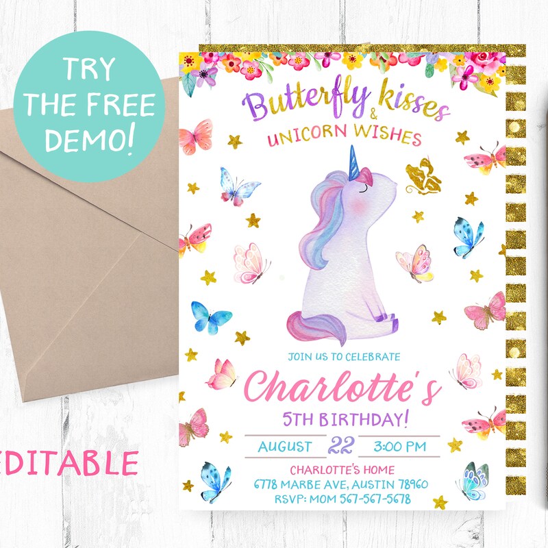 Unicorn Invitation - Etsy