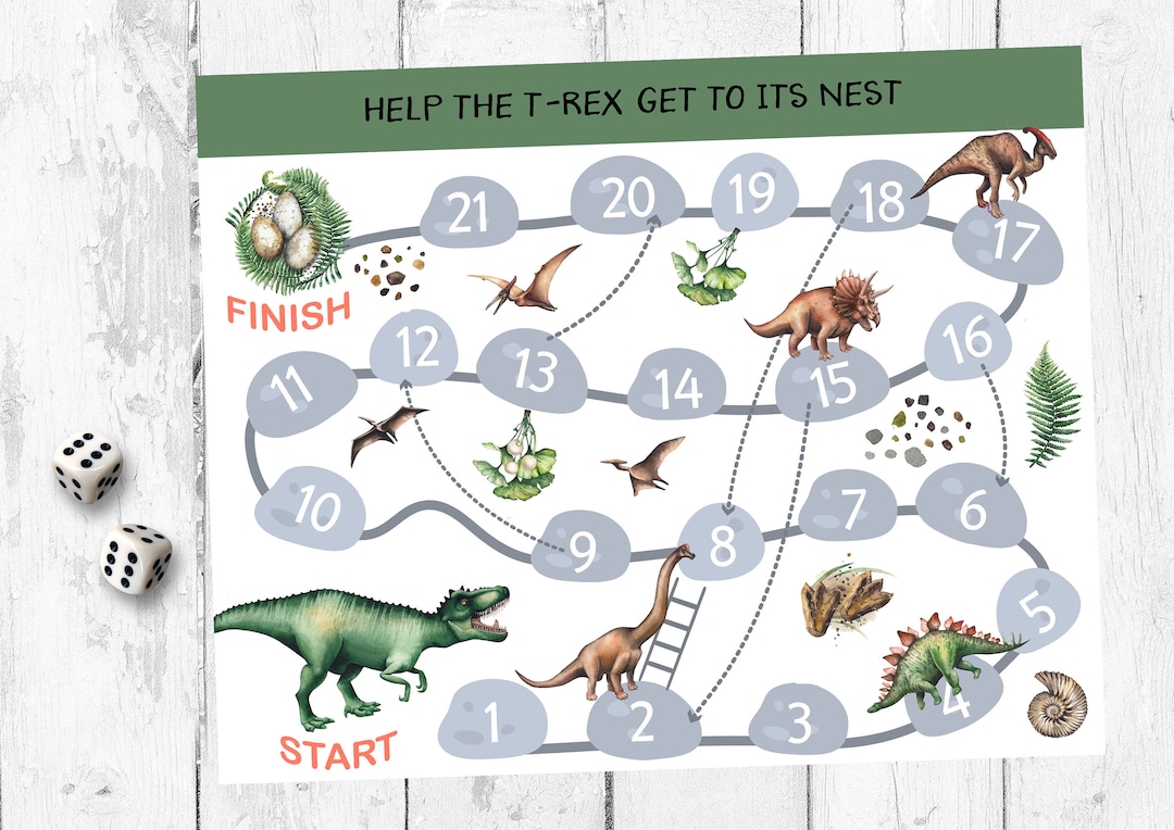 Dinosaur Printable Game, Dinosaur Birthday Party Game, Dinosaur Board ...