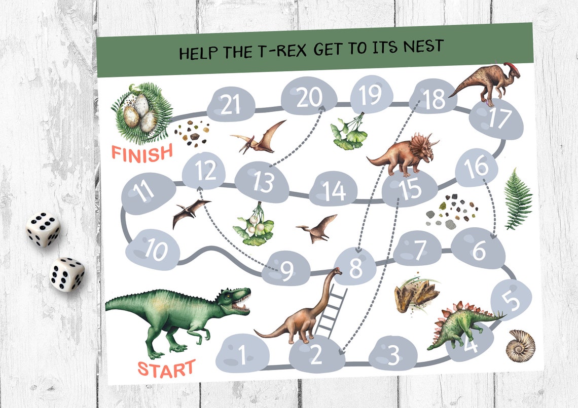 Dinosaur Board Game: T-rex Party Game (instant Download) - Etsy