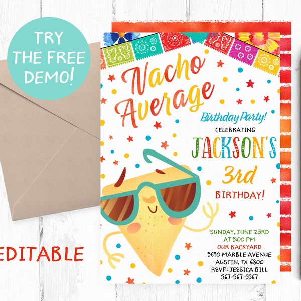 Nacho Average Birthday Party Invitations - Etsy
