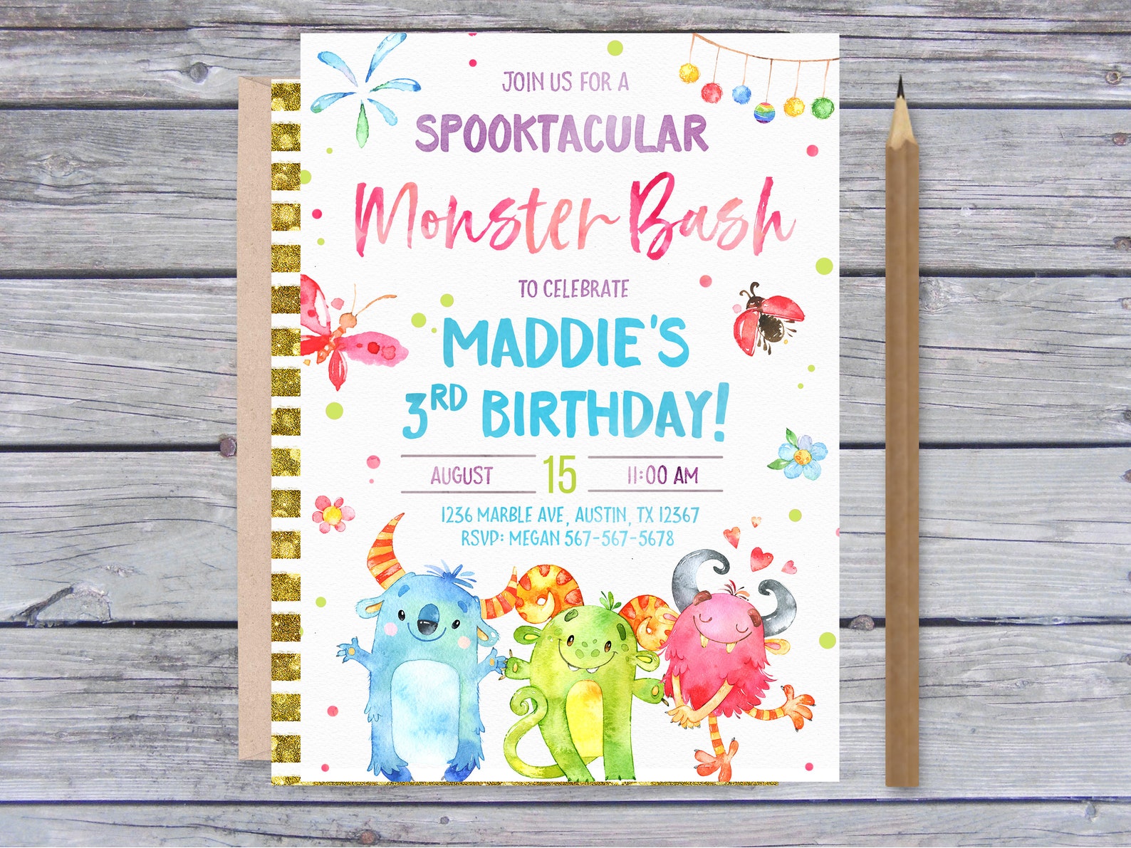 Monster Birthday Invitation Monster Birthday Party Monster | Etsy