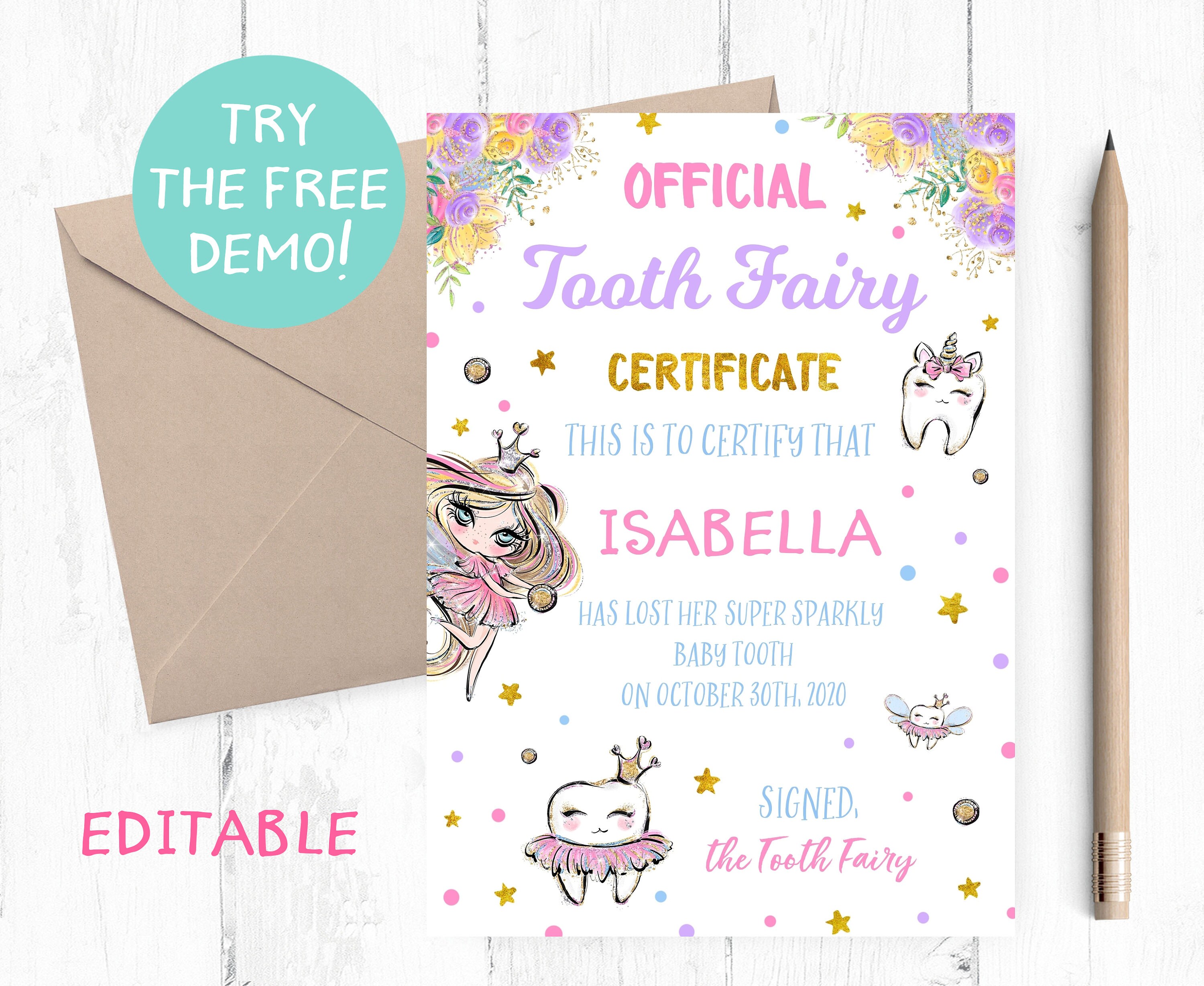 EDITABLE Blonde Tooth Fairy Set Tooth Fairy Editable | Etsy