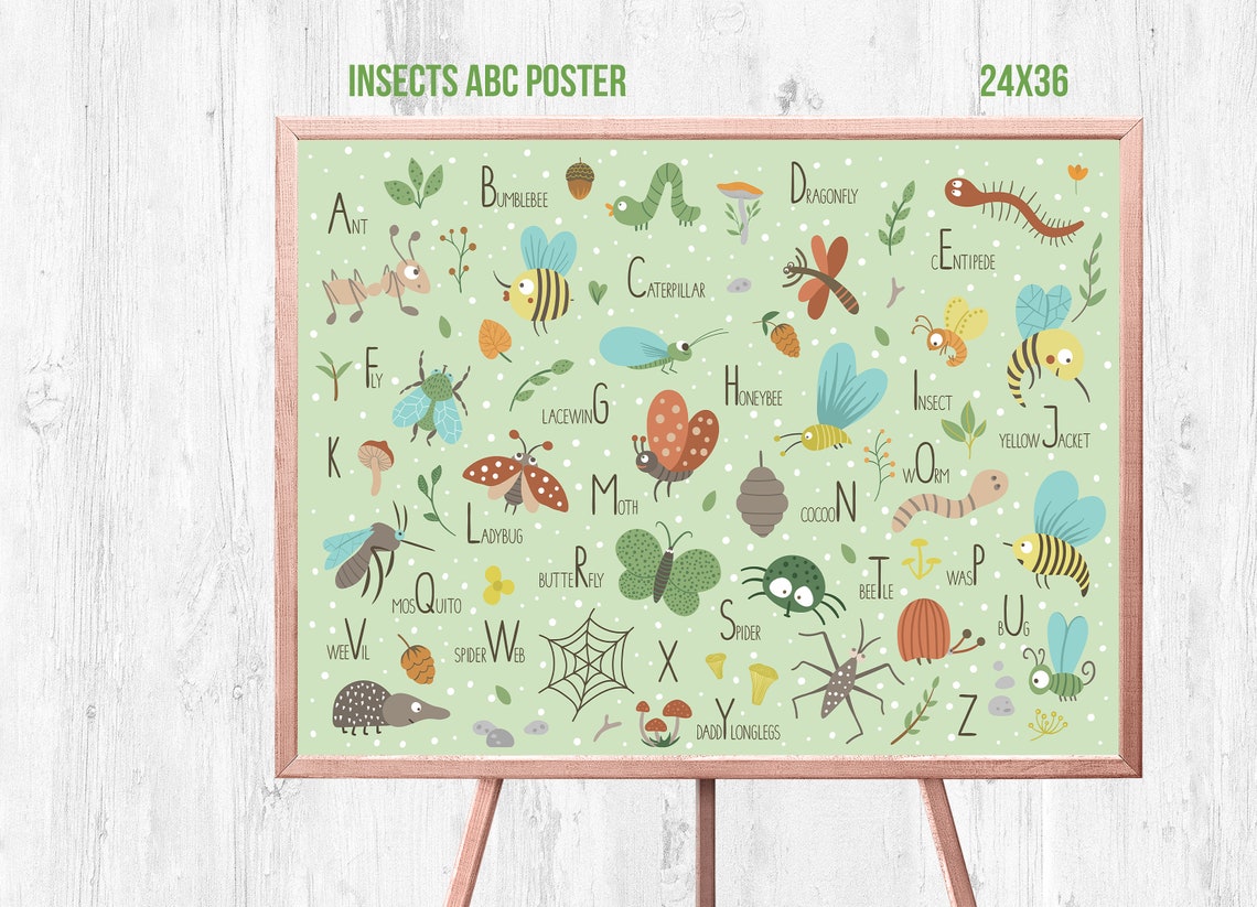 Insects ABC Alphabet Poster Printable ABC Alphabet Classroom - Etsy