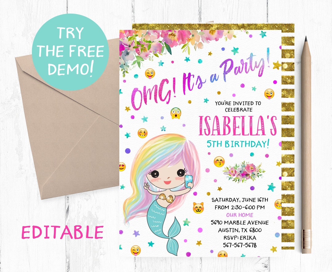 Editable Emoji Invitation, Emoji Invitation Instant Download, Emoji ...