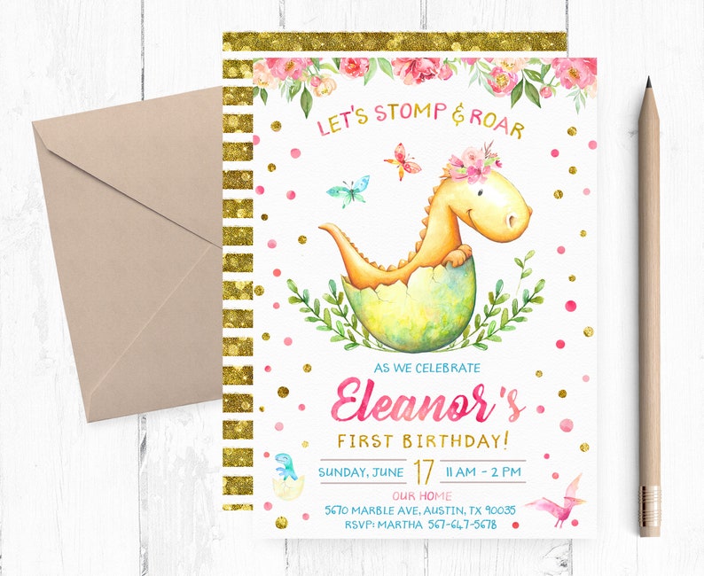 Baby Dragon Invitations Dragon First Birthday Invitation | Etsy