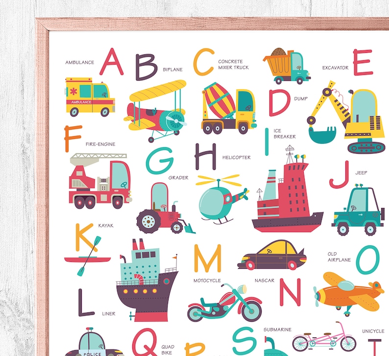 Transport ABC Alphabet Poster Printable ABC Alphabet - Etsy