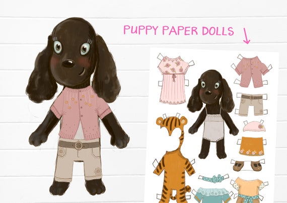 Puppy Paper Dolls Printable Puppy Party Favors Puppy | Etsy