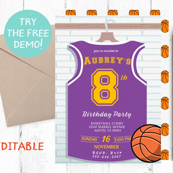 Lakers Birthday Invitation - Etsy