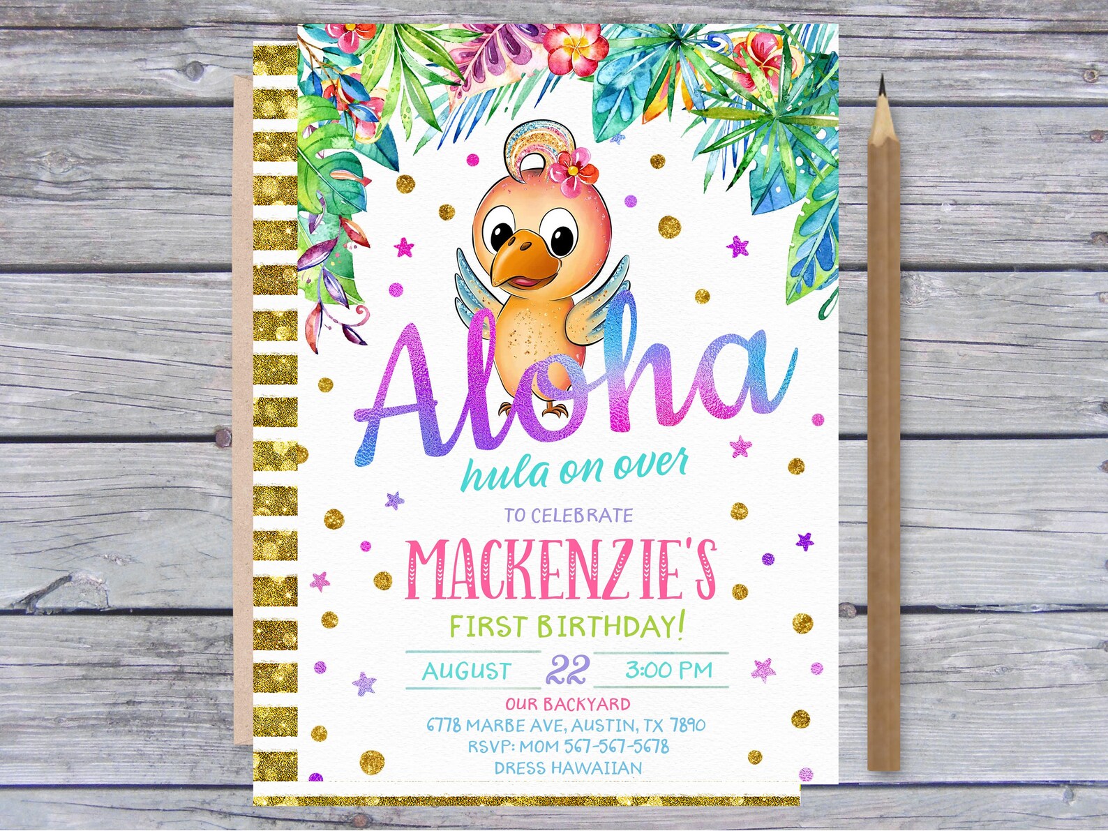 Editable Parrot Luau Invitation Cute Parrot Invitations - Etsy