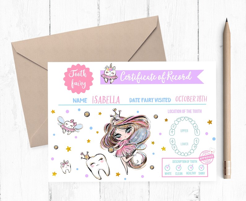 EDITABLE Brunette Tooth Fairy Set Tooth Fairy Editable | Etsy