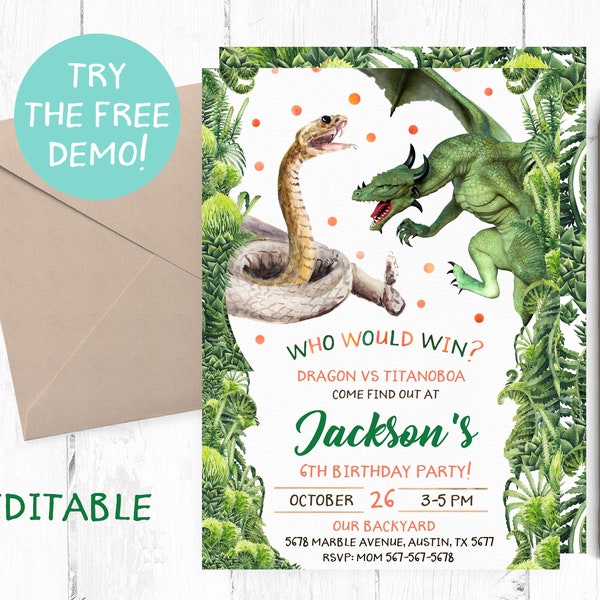 Snake Invitation Boy, Boy Snake Birthday Party, Snakes Invitations ...