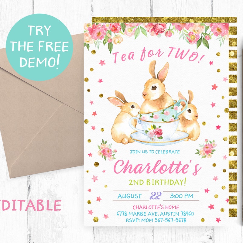 Bunny Party Invitation - Etsy