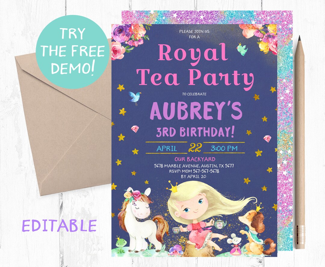 Royal Tea Party Invitation, Royal Tea Party Template, Princess Tea ...