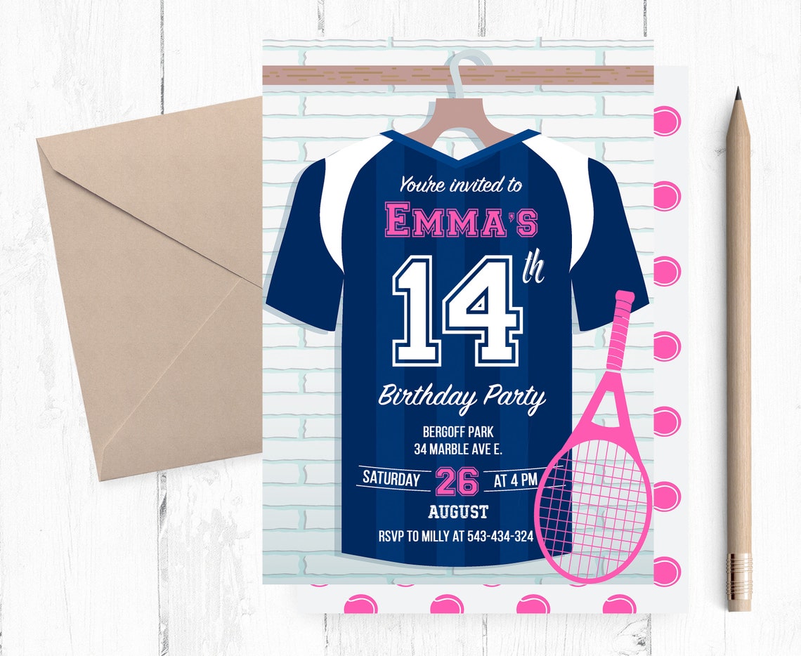 Tennis Birthday Invitation Tennis Birthday Invitations - Etsy