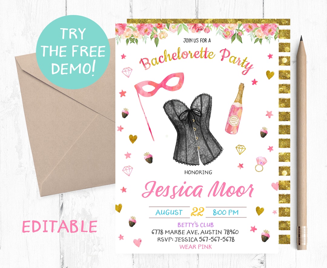 Bachelorette Party Invitations, Bachelorette Printable Invitation ...