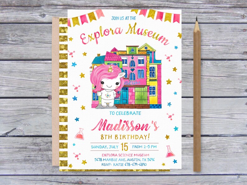 Unicorn Museum Invitation Science Museum Invitation Natural | Etsy