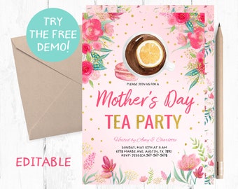Mother's Day Tea Party Invitation Template - Etsy