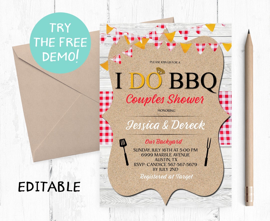 Editable I Do BBQ Invitation, I Do BBQ Editable Template, BBQ Couples ...