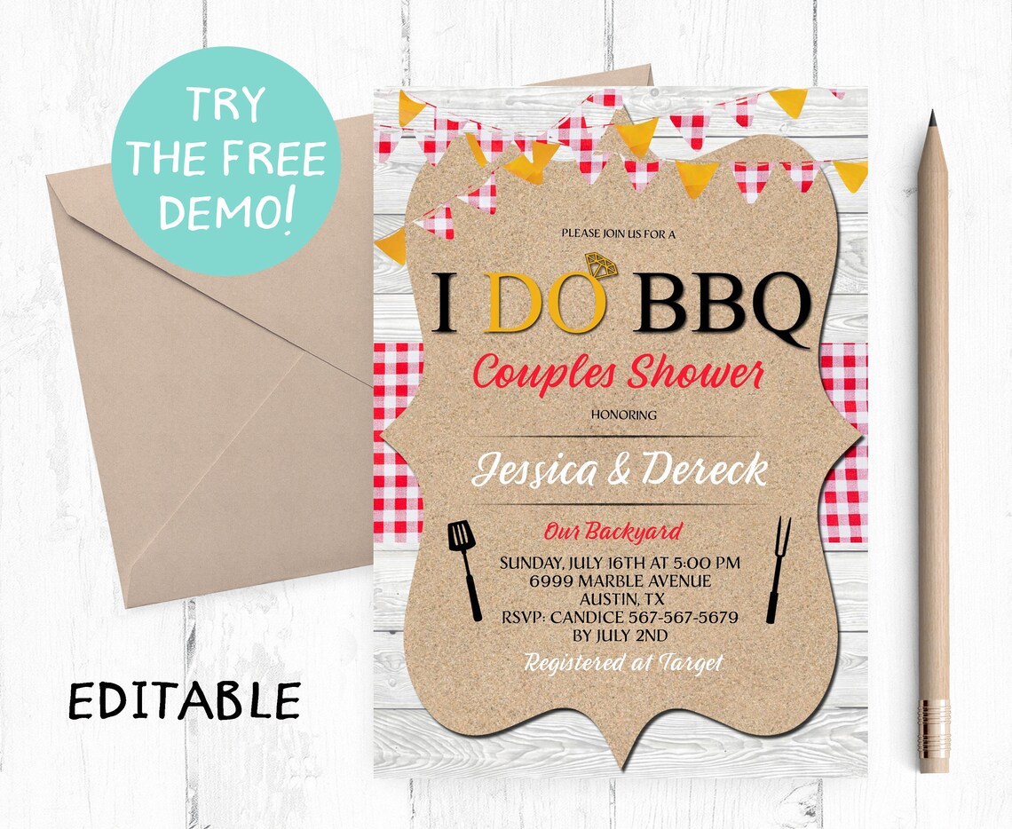 Editable I Do BBQ Invitation I Do BBQ Editable Template BBQ | Etsy