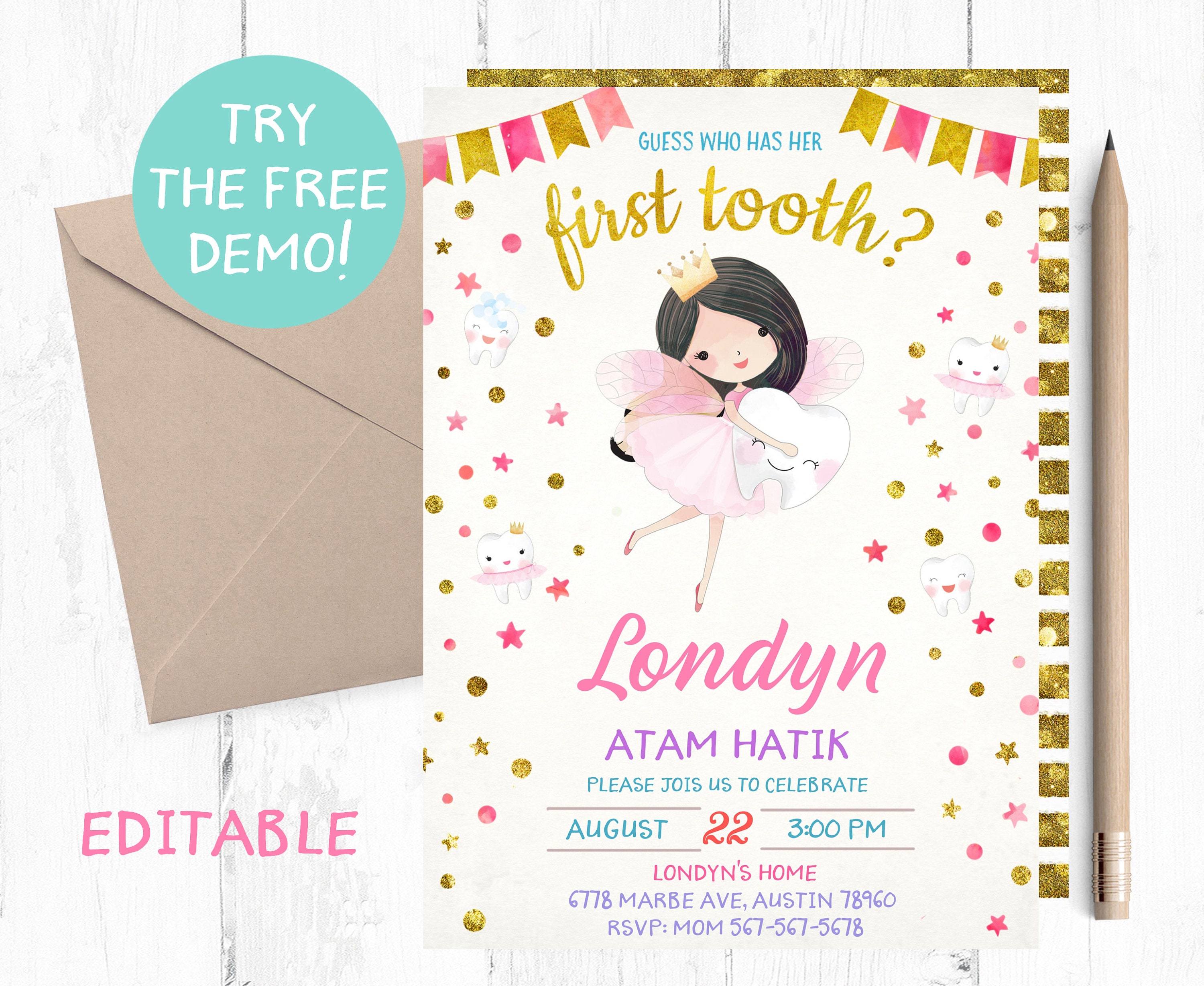 First Tooth Party Invitation Atam Hatik Invitation Armenian | Etsy
