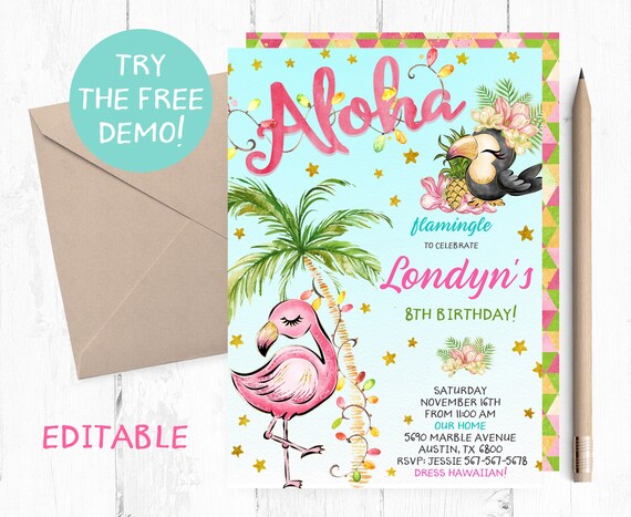 Winter Luau Birthday Party Luau Party Invitation Templates (Free)