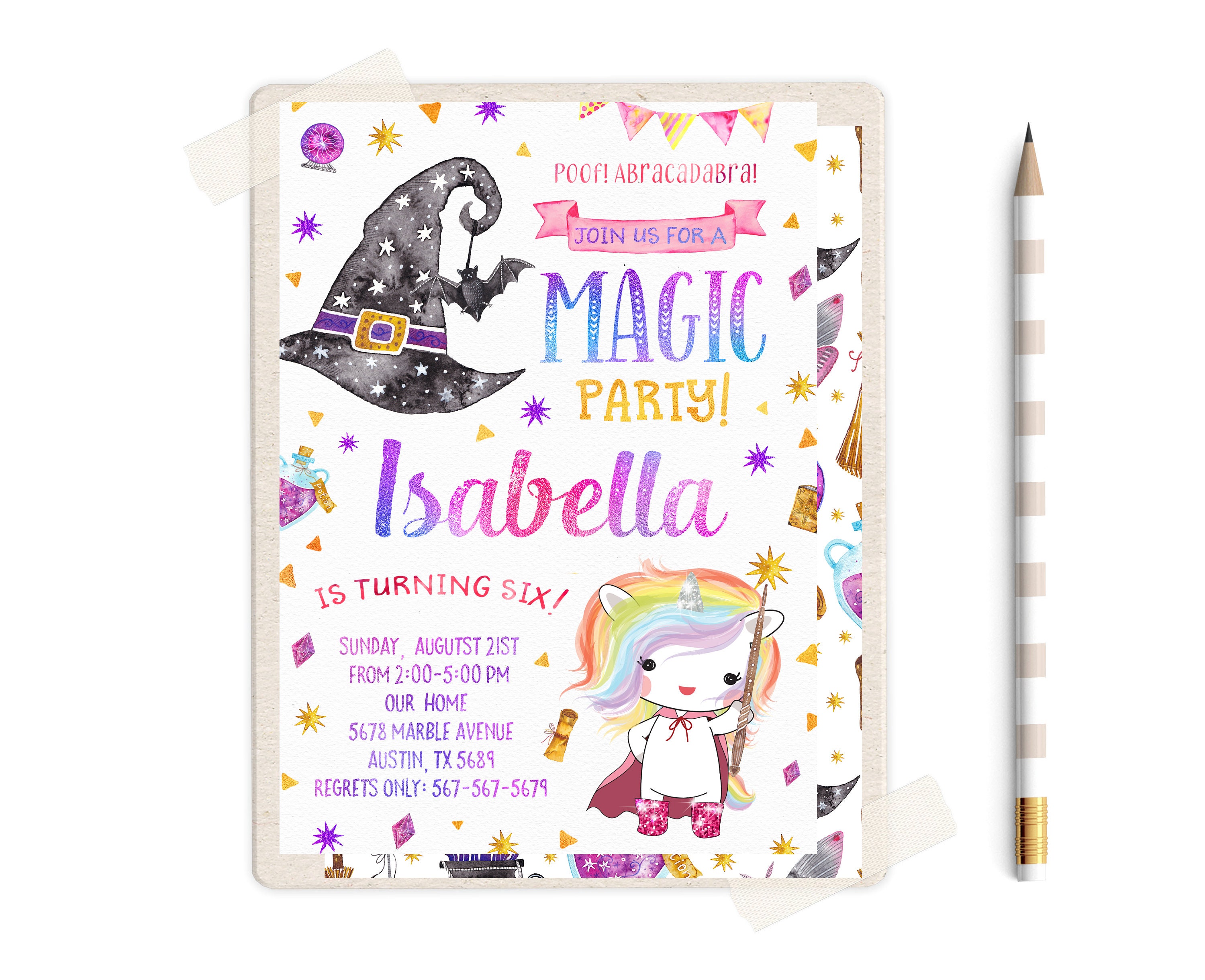 Magic Birthday Invitation Magic Party Invitation Magic | Etsy