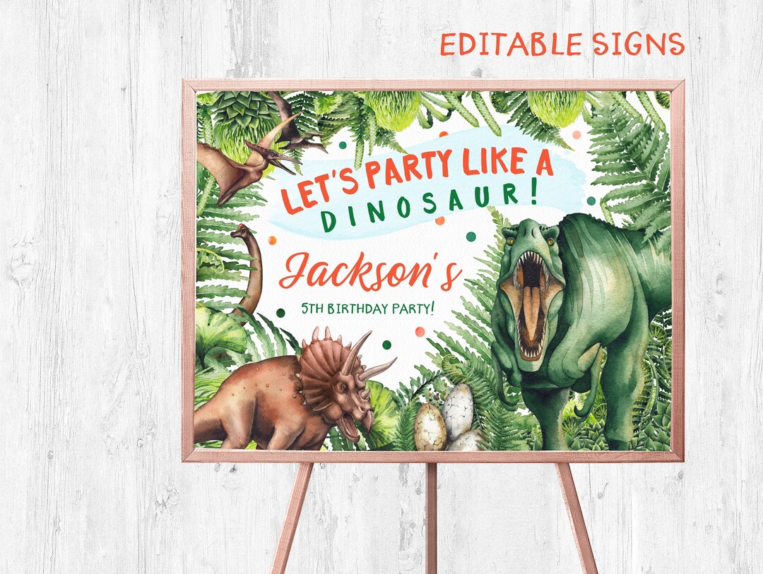 Editable Dinosaur Centerpieces, Dinosaur Birthday Party Signs, Dinosaur ...