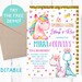 Editable Unicorns and Dinosaurs Invitation, Unicorns Dinosaurs Party ...