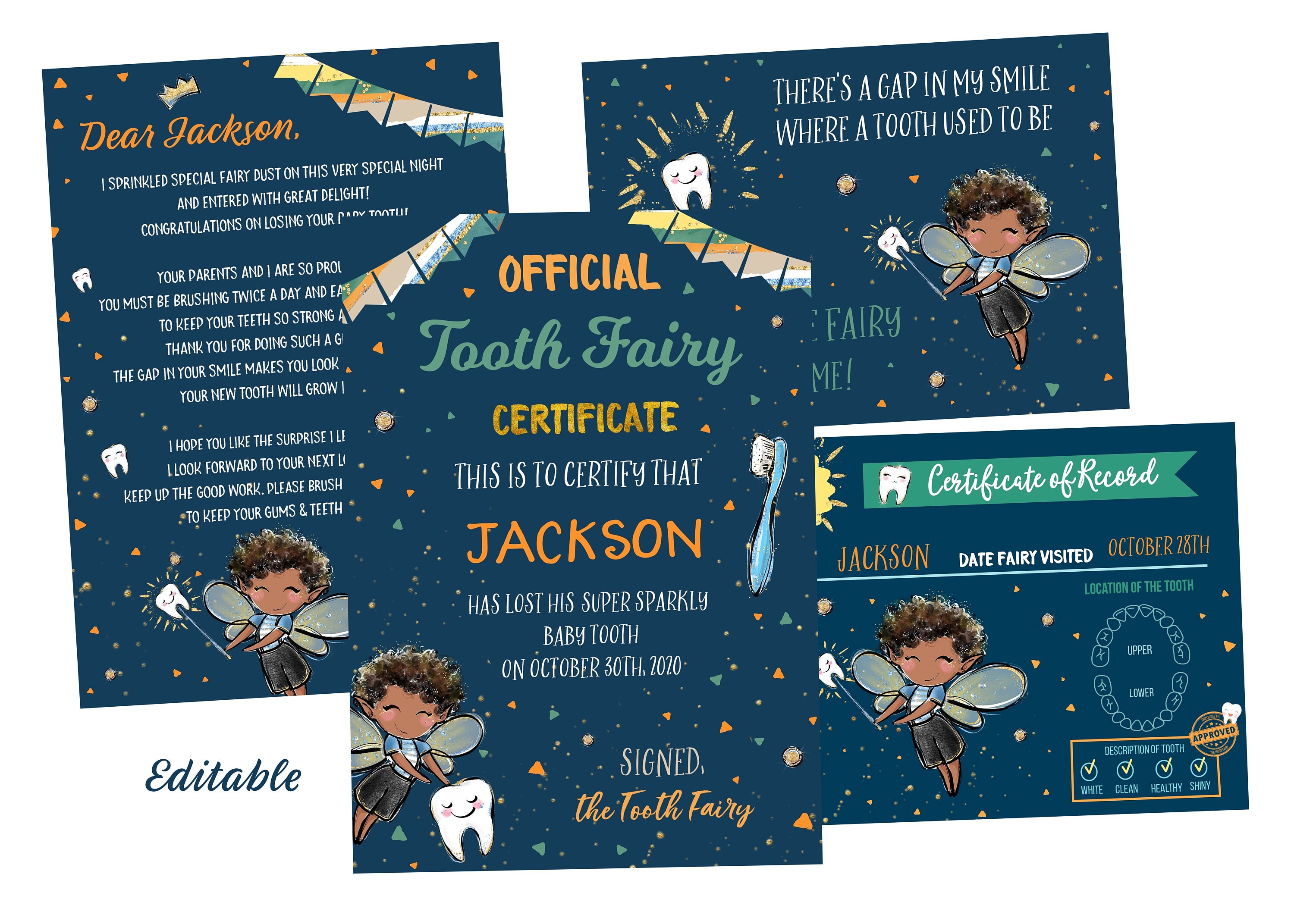 EDITABLE Black Boy Tooth Fairy Set Boy Tooth Fairy - Etsy UK