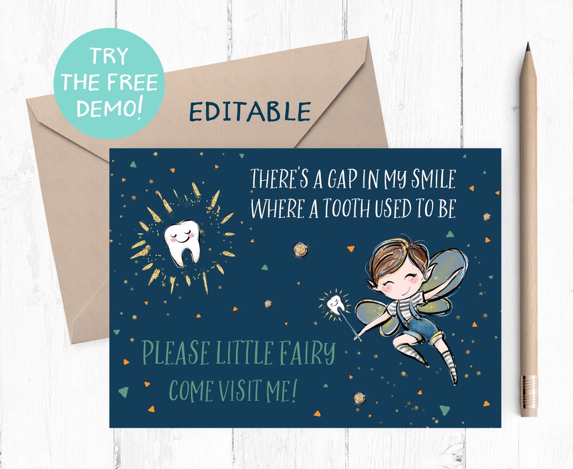 EDITABLE Brunette Boy Tooth Fairy Set Boy Tooth Fairy - Etsy UK