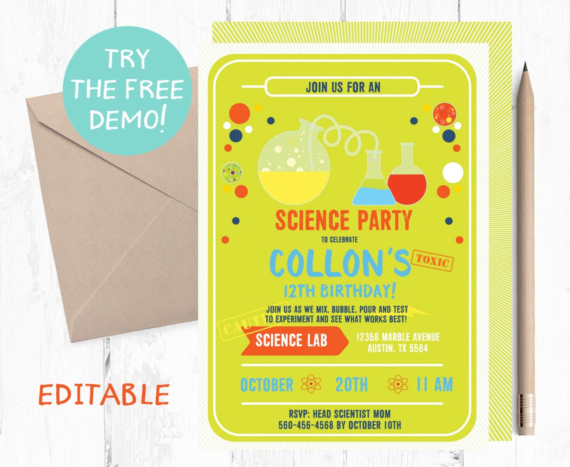 Science Birthday Invitation Science Birthday Invitations - Etsy Australia